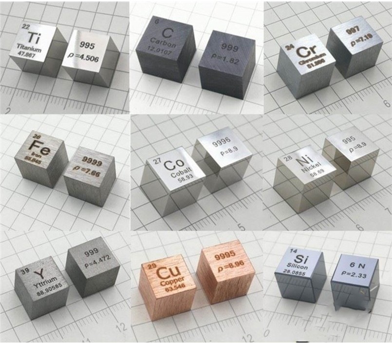 1pcs Bismuth/Niobium/yttrium/tungsten/zinc/cobalt Element Cube Metal Density Cubes for Periodic ...