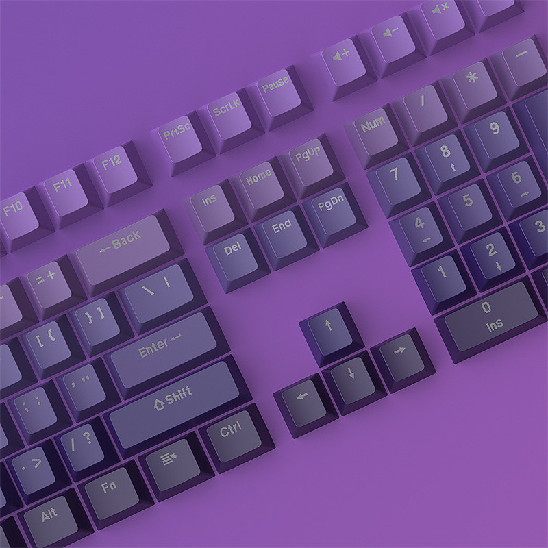 【Local Delivery】Purple Gradient Front Carving Through Light Keycap ...