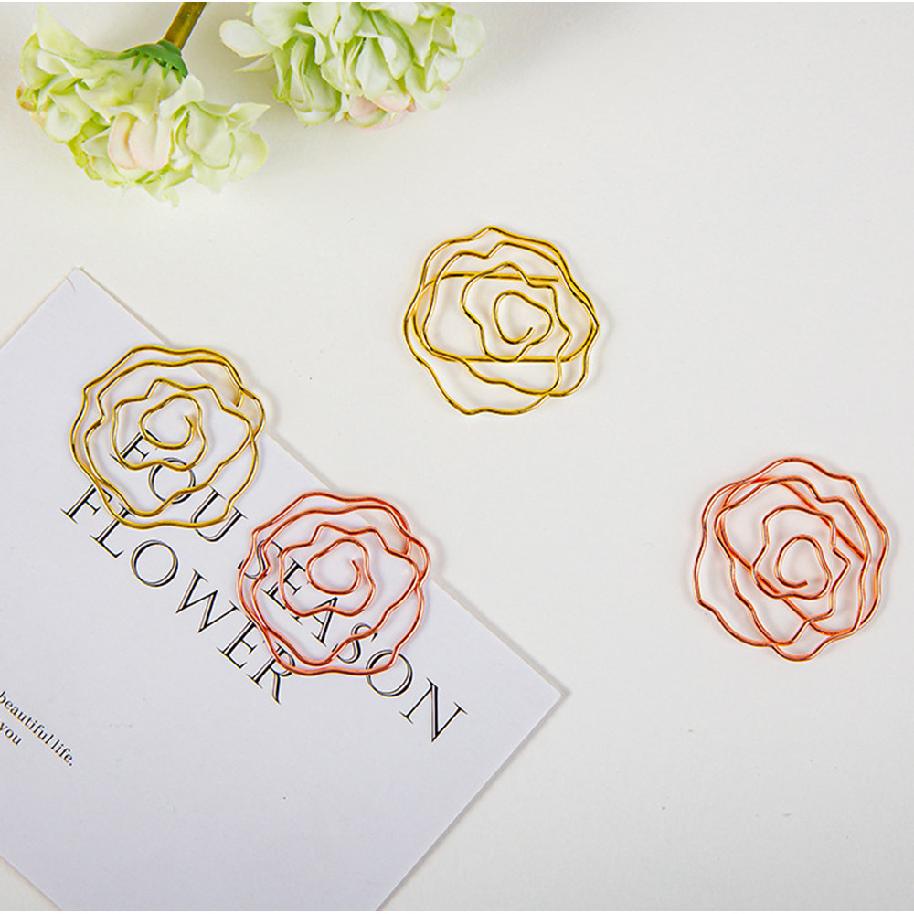 10Pcs Creativity Metal Rose Paper Clips Students Reading Bookmark Clips ...