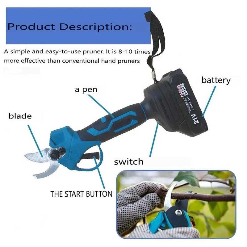 Shears Brushless Pruning Tool Pruner Cordless Electric Garden Scissors Fruit Tree For 18V ...