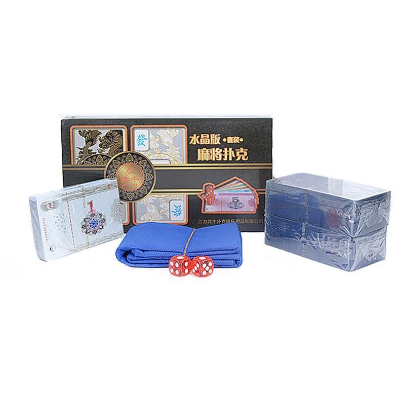 Classic Crystal Waterproof Portable Mahjong Playing Cards Set With 2 ...