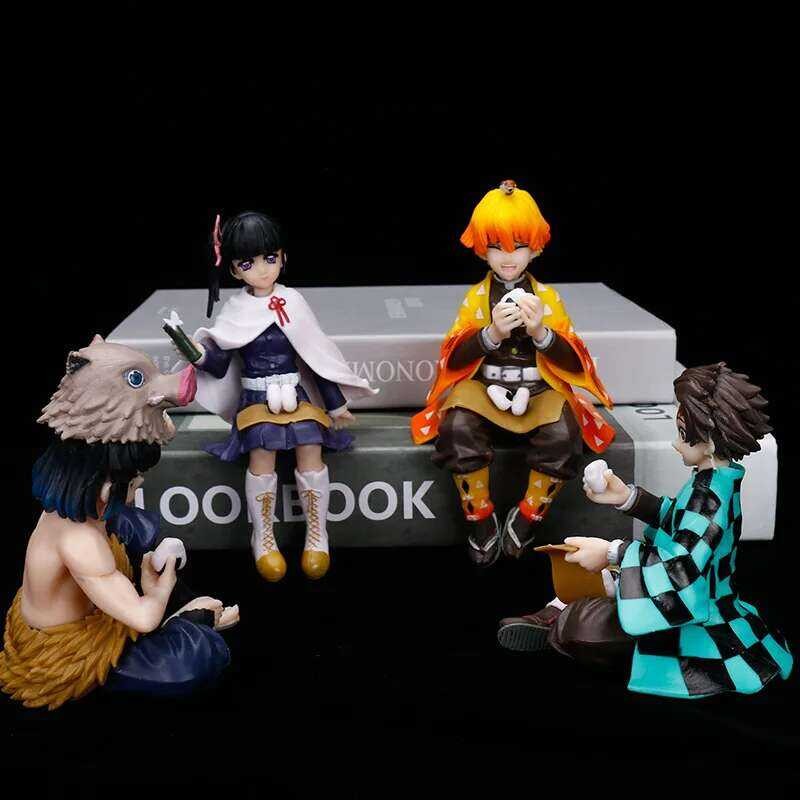 Anime Demon Slayer Sitting Eating High-Quality Rice Ball Figure Full ...
