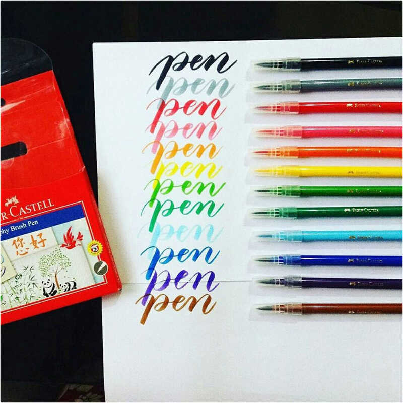 Calligraphy Faber-Castell Brush Pen 12 Colors (12551512) () | Shopee ...