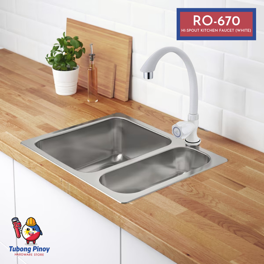 RO-670 Rosco Hi-Spout Goonseneck Kitchen Faucet (White) | Shopee ...