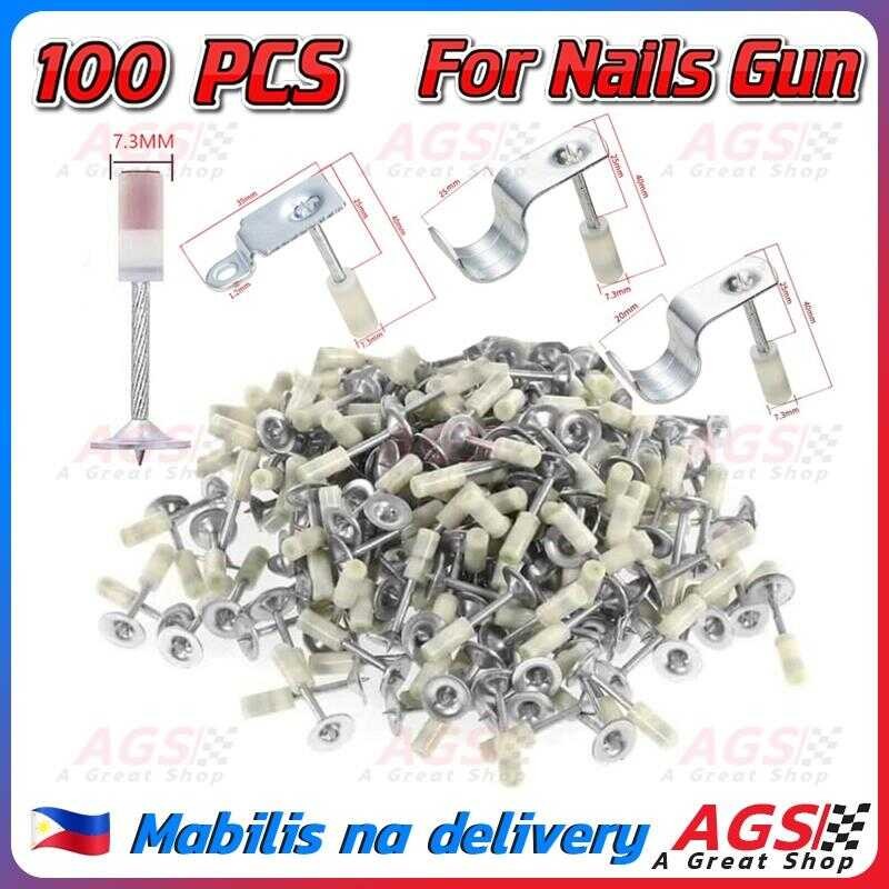 100Pcs Steel Nails Gun Rivet Tool Accessories Wall Fastener Set Clamp ...