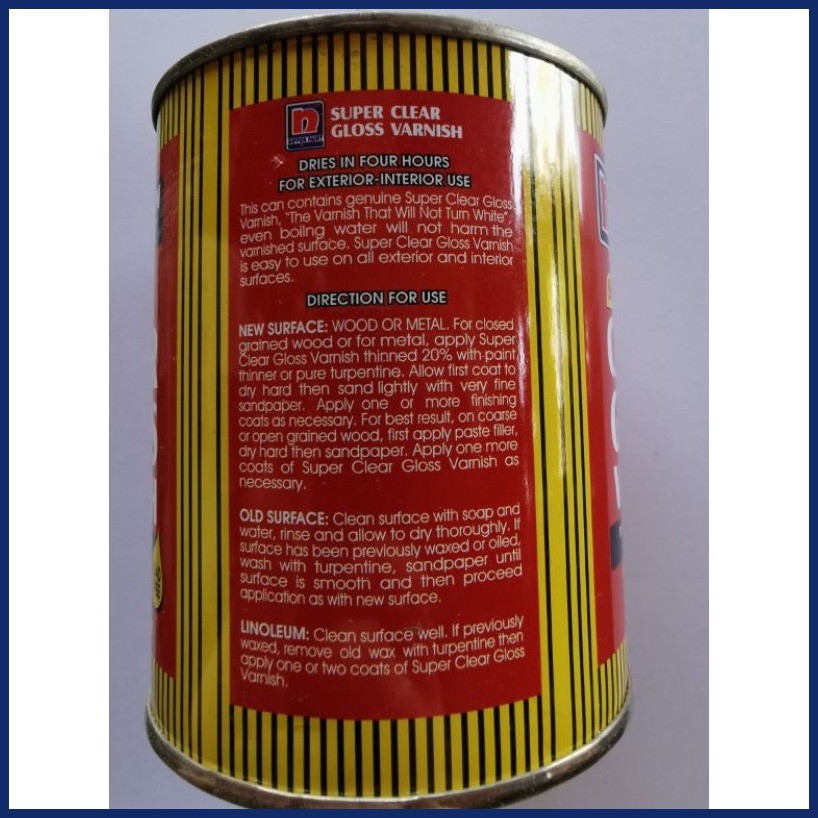 Nippon Paint Clear Gloss Varnish (super) / Valspar 1/2 Ltr | Shopee ...
