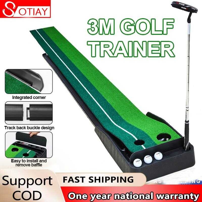 3M Indoor Golf Putter Trainer Portable Practice Putting Mat Equipment ...