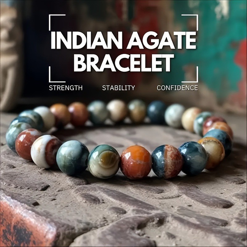 Temu Xiyin TK Cross-Border Natural Indian Agate Bracelet 6-12mm Women ...