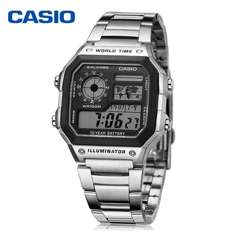 CASIO World Time Watch Men AE 1200WHD 1A CASIO Watch For Men Stainless ...