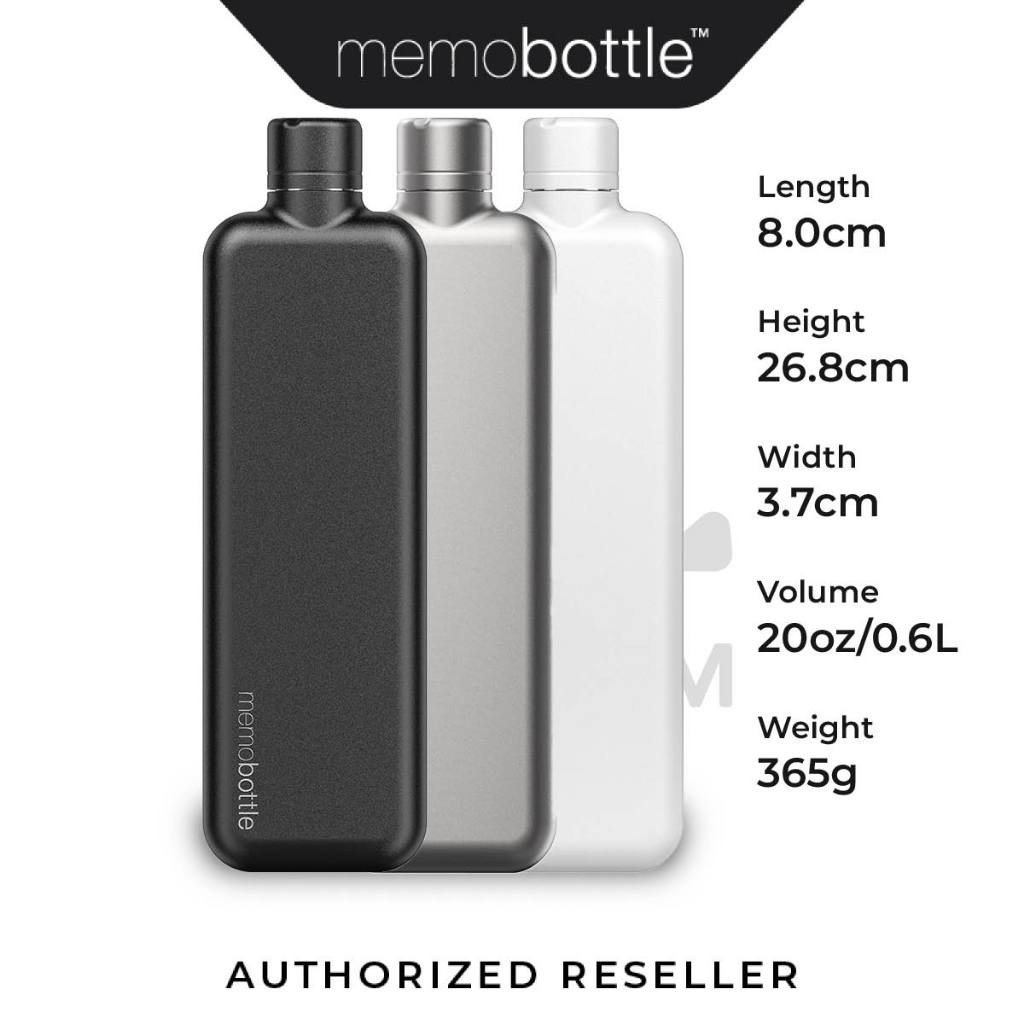 Slim Stainless Steel Memobottle - Low Profile Flat Reusable Waterbottle ...