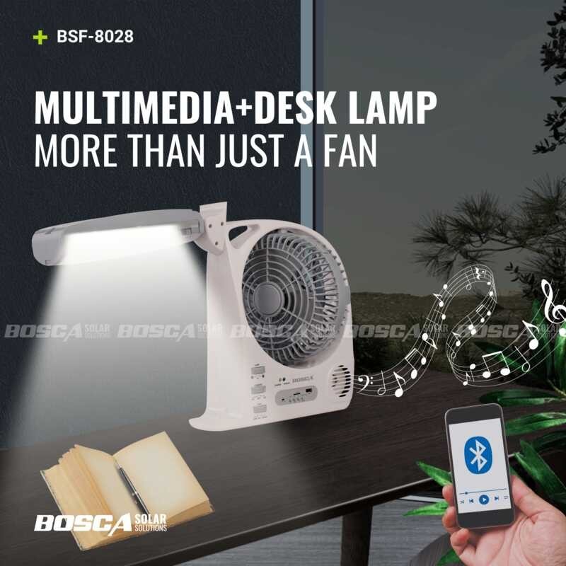 Solar BOSCA Rechargeable BOX Fan 8 Inches With Solar Panel 6V 6W Desk ...