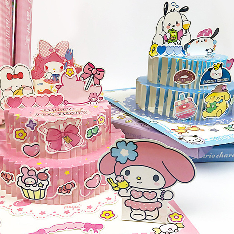 Creative 3D Cake Greeting Card Happy Birthday Sanrio Blessing Cards ...