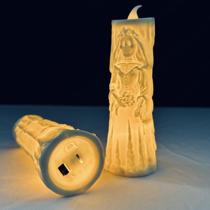 Halloween LED Skull Ghost Design Flameless Candle Light Battery ...