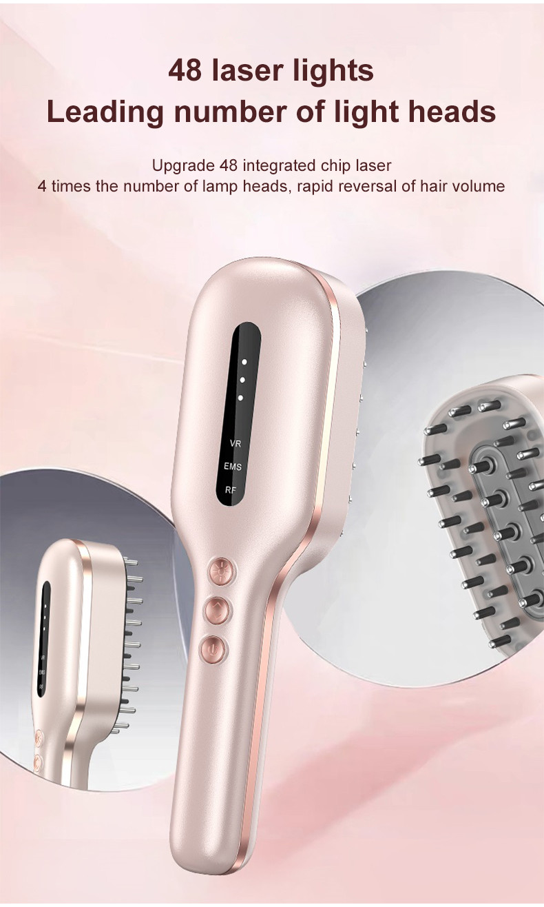 Electric Massage Comb Vibration LED Blue Red Light Therapy Hair Massage Scalp Brush for Hair ...