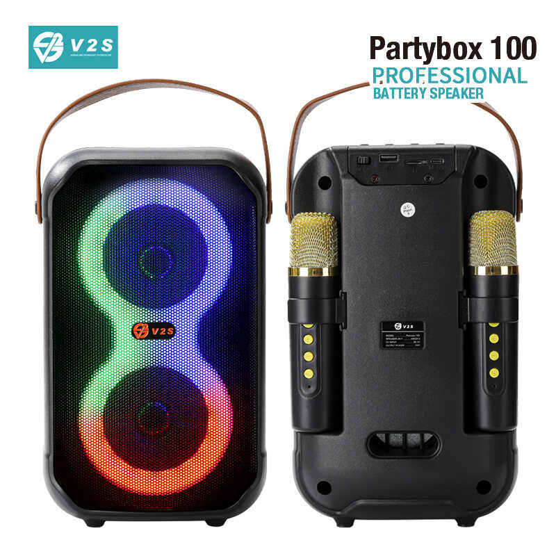 100 V2s Partybox Portable Rechargeable Bluetooth Speaker Rgb LED Light ...
