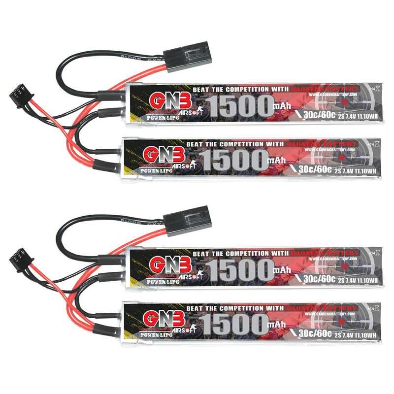 2Pcs GAONENG 1500Mah 2S 7.4V 30C Mini Tamiya Lipo Battery For Airsoft ...