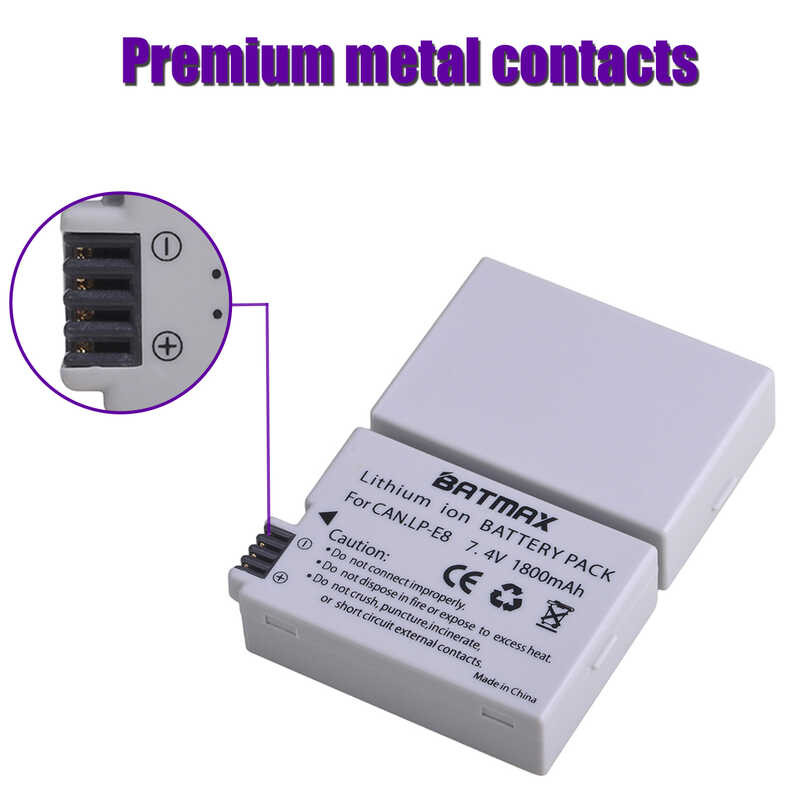 Lp-E8 Batmax Lpe8 1800Mah Battery For Canon 550D 600D 650D 700D X4 X5 ...