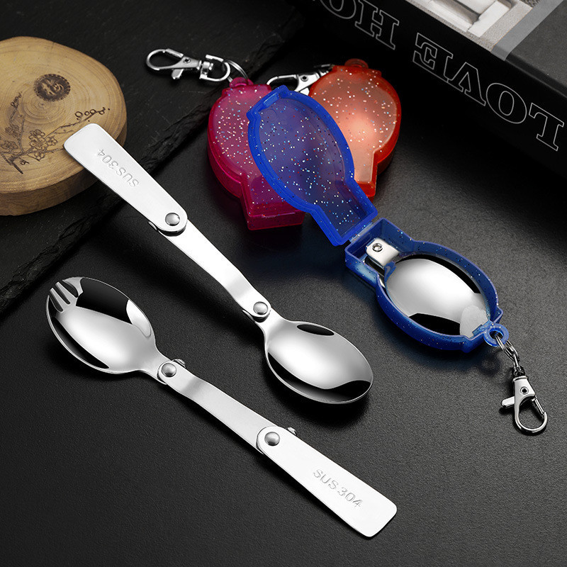 Portable Outdoor Folding Tableware Set Stainless Steel Spoon Fork with ...