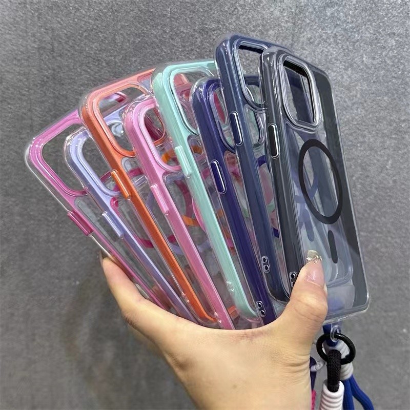 Luxury Transparent Acrylic Magnetic Colorful Bezel Shockproof Phone ...
