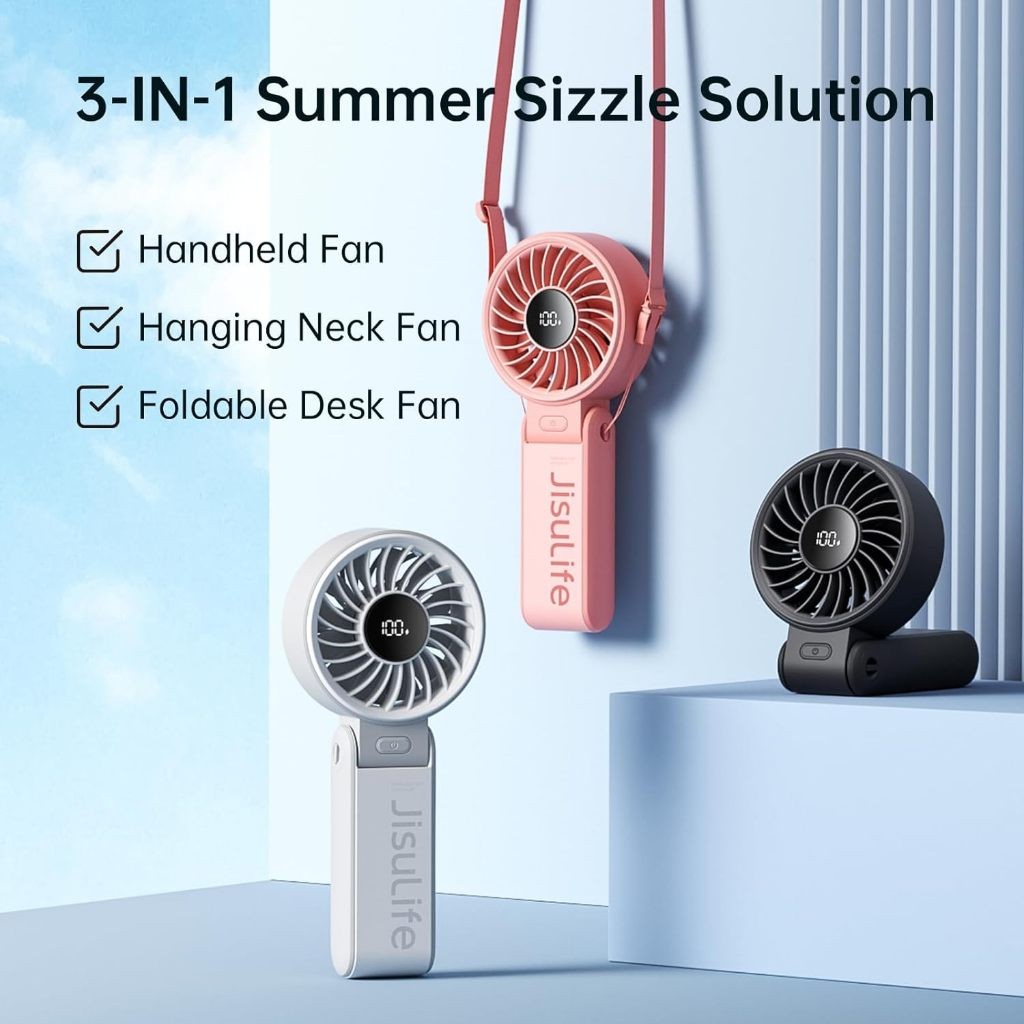 JISULIFE 3600mah/5000mah Handheld Fan Life 7 Portable Mini turbo Fan ...
