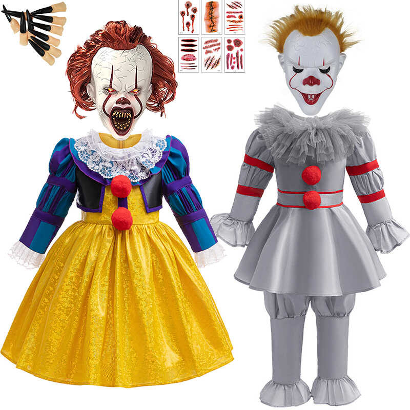 Mga Batang Babae Halloween Cosplay Pennywise Costume Mask Kids Horror ...
