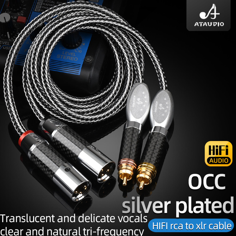 One Pair HiFi RCA to XLR Audio Cable Hi-end OCC Silver Plated 2RCA to ...