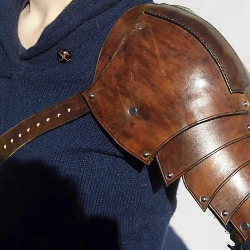 Pauldrons Leather Spaulders Medieval Shoulder Armor Viking Costume ...