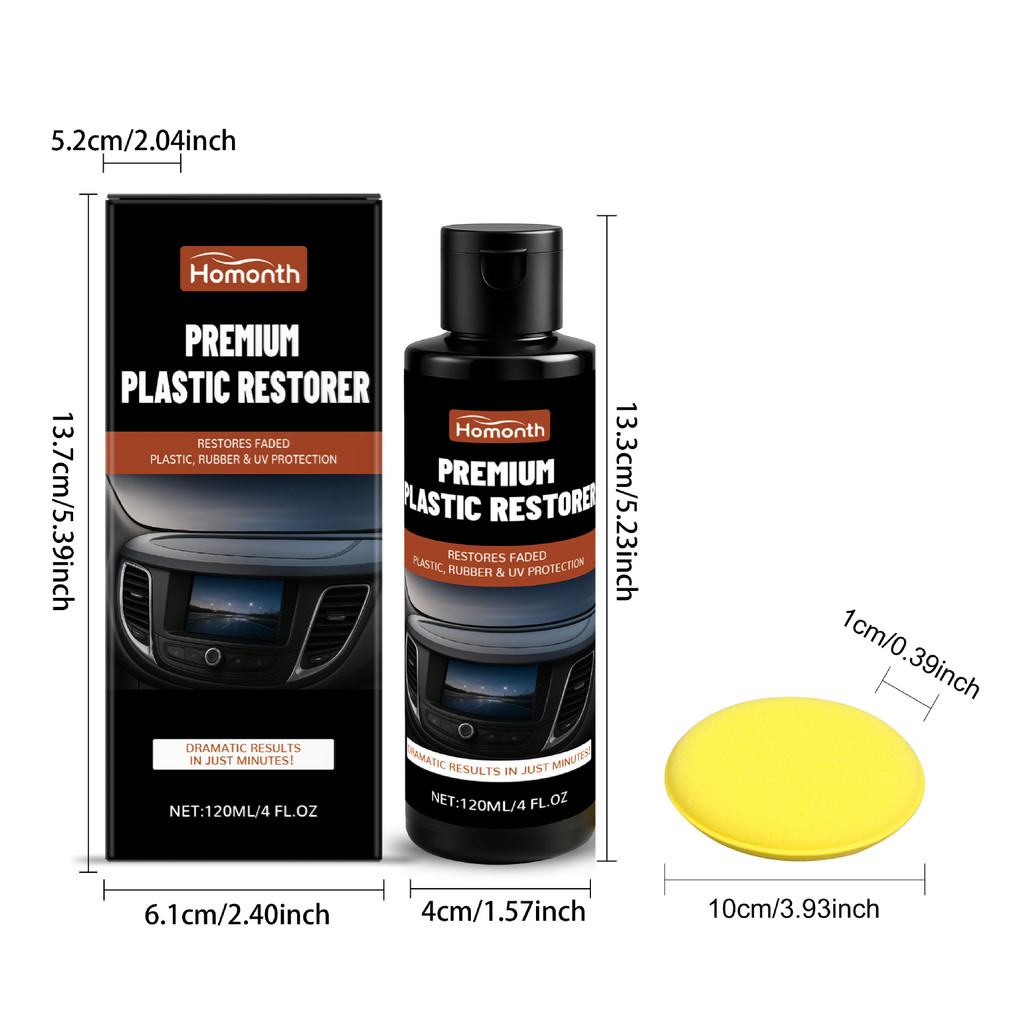 Premium Black Plastic Restorer 120ml + Sponge - Auto Trim Renewal Gel ...