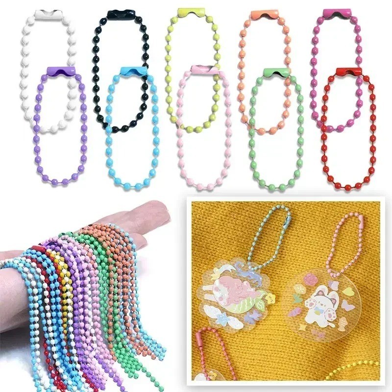 50pcs/Bag DIY Ball Bead Chains Color Key Chain Handmade Dolls Label ...