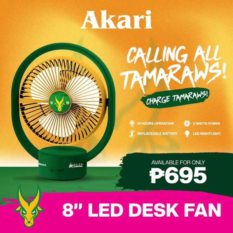 X AKARI UAAP [ FEU ] - 8" Rechargeable Elliptical Fan W/ LED [ ] - 8" W ...