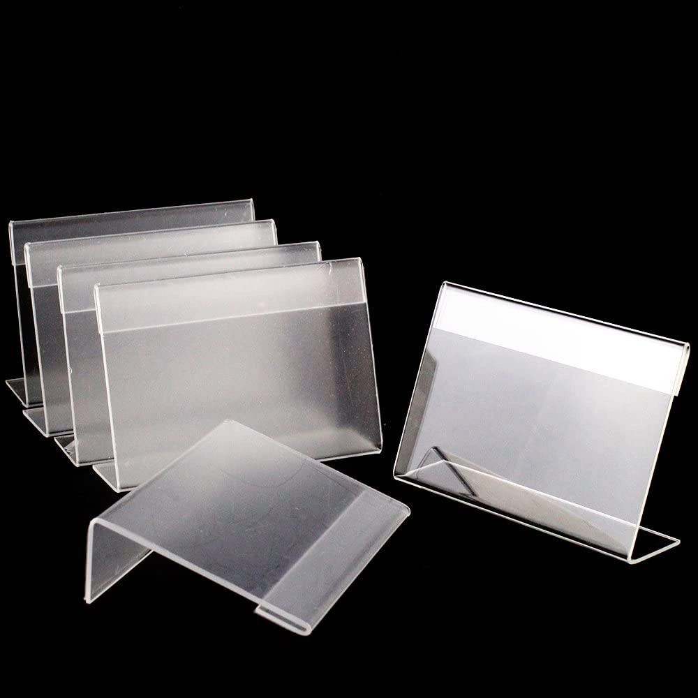 20pcs Acrylic Sign Holder Clear Plastic Table Top Name Card Price Tag ...