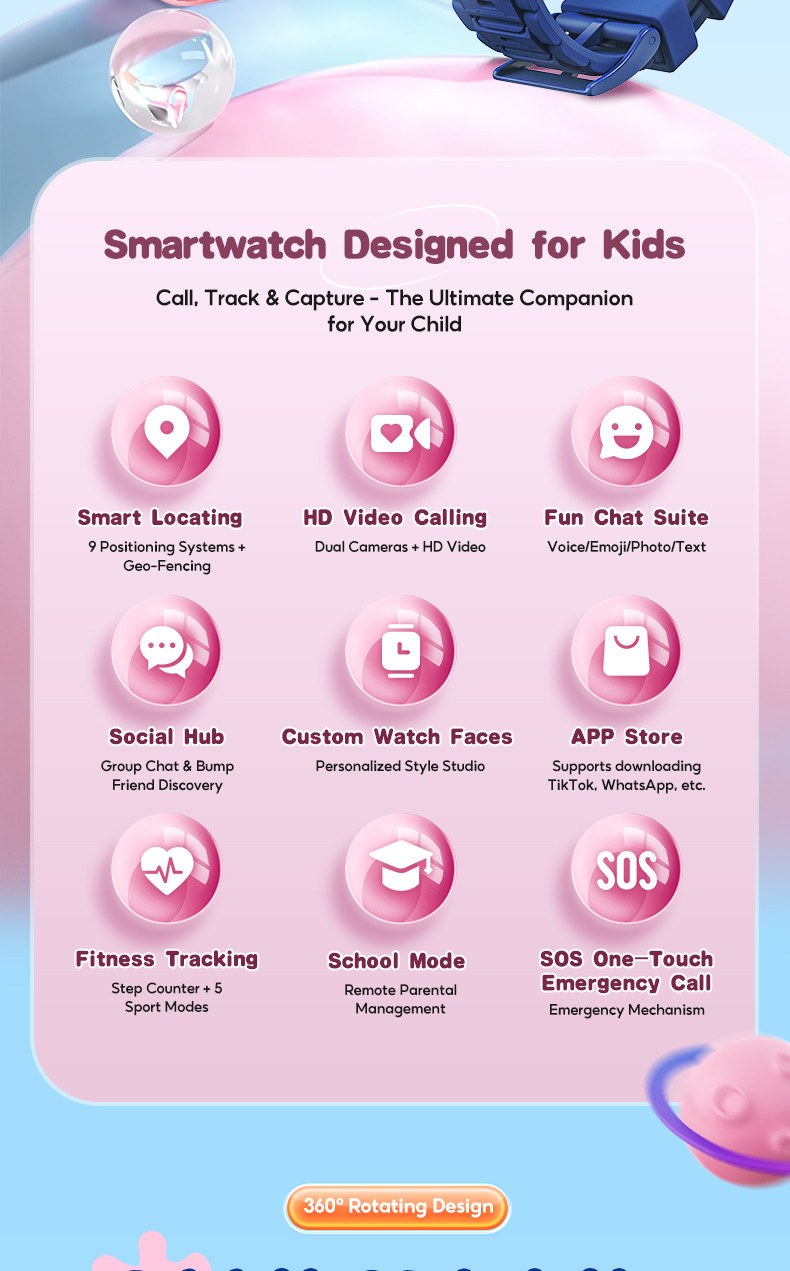 Kids Smart Watch With Camera Anti-Lost Kids Smartwatch Built-In SIM ...