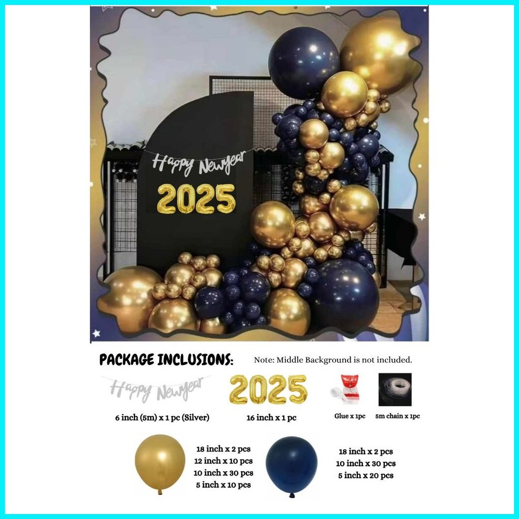 MIDNIGHT GALA Themed Garland Balloon Set / 2025 FUTURE DUSK (111pcs ...