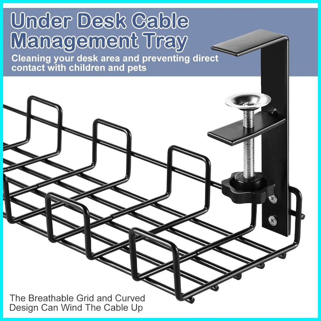 Cable Management Under Table Organizer Tray Under Desk Wire Organizer ...