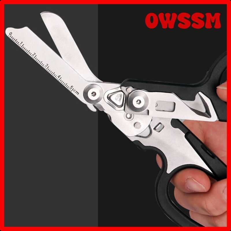 Multifunction Tactical [Owssm] Folding Scissors Outdoor Survival Tool ...