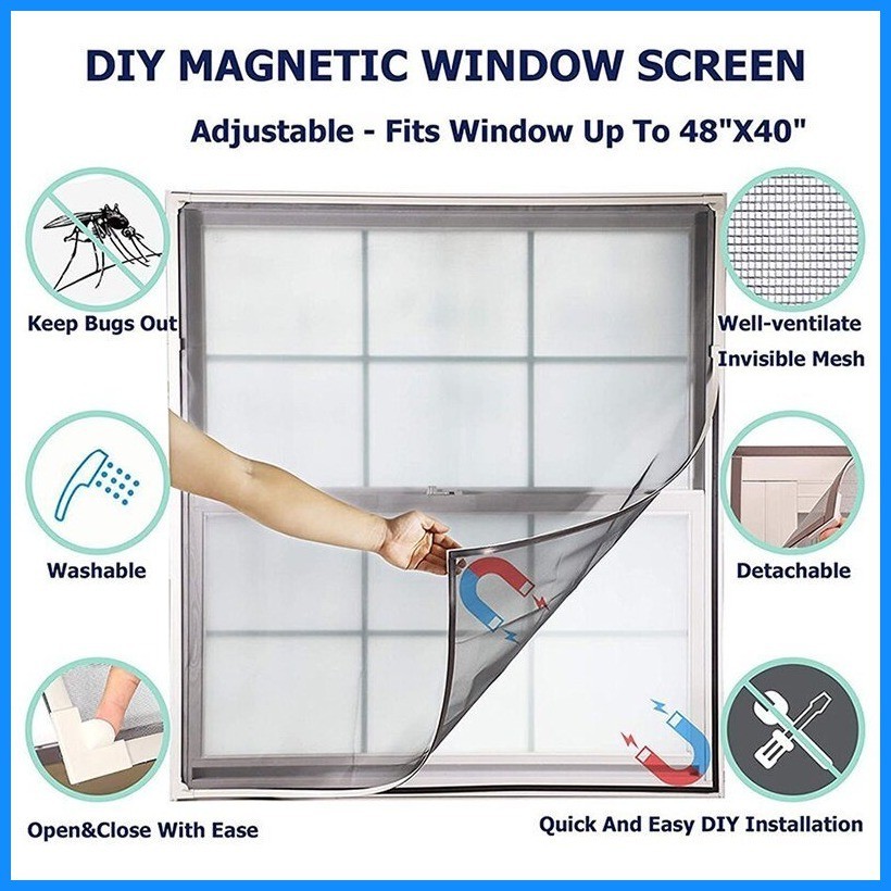 ♟ ♞,♘Strong magnetic screen window with adjustable frame mesh self ...