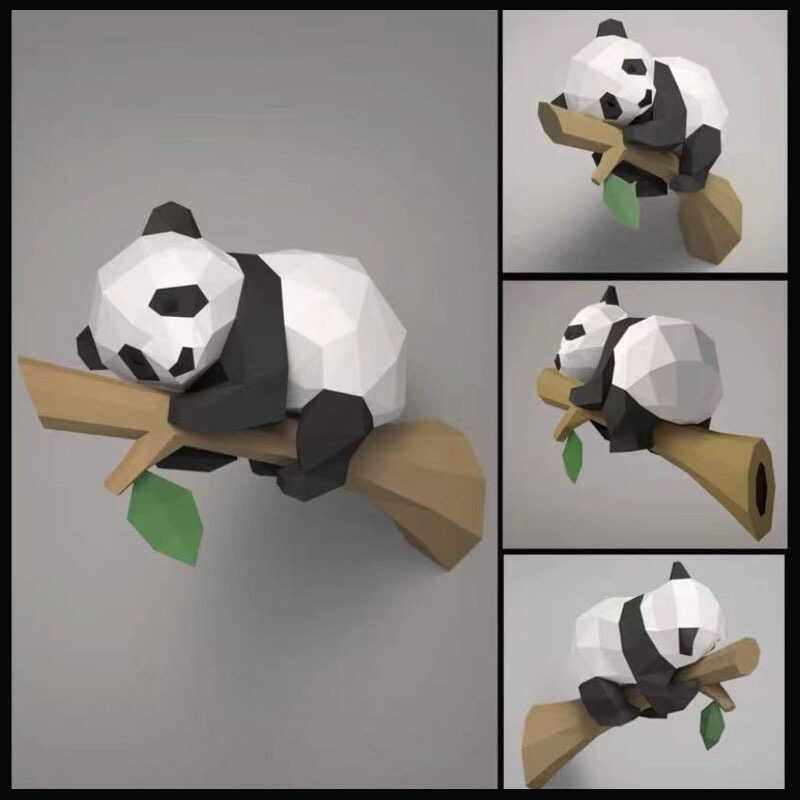 1 Giant Panda 3D Animal Paper Model DIY Handmade Habitacion Wall Decor ...