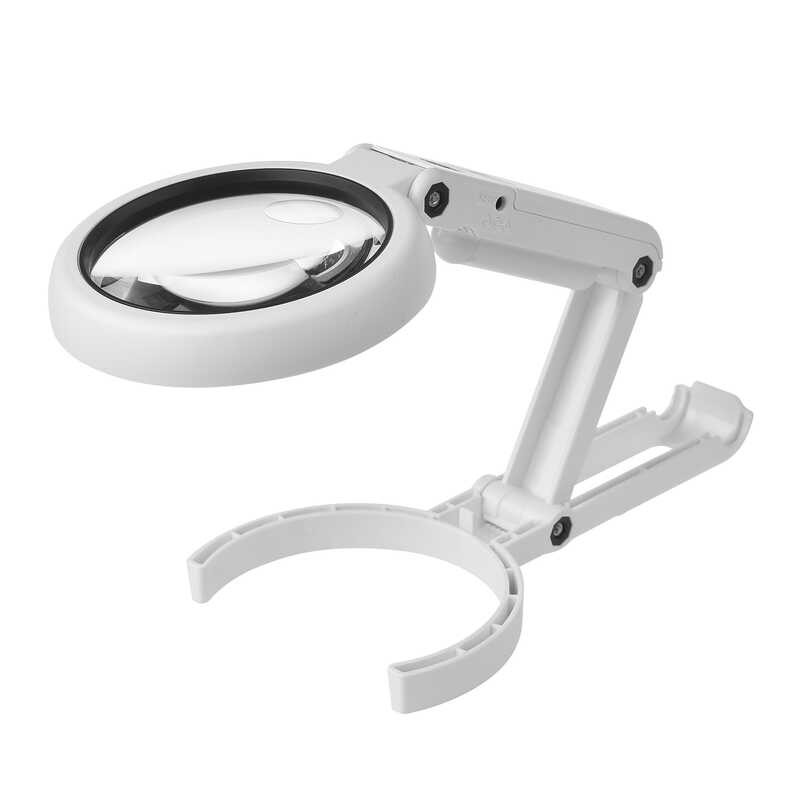 Handheld Magnifier 5X/10X with LED Light and Stand USB Powered ...
