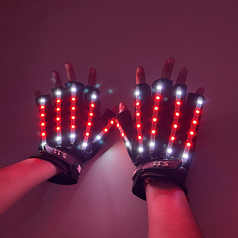 1Pair Rechargeable LED Glowing Gloves Glow Party Props Luminous ...