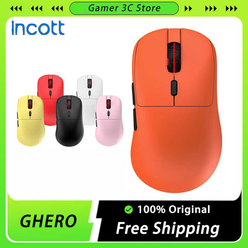 GHERO Incott Wireless Mouse Dual Mode Paw3395 Sensor RGB Low Latency ...