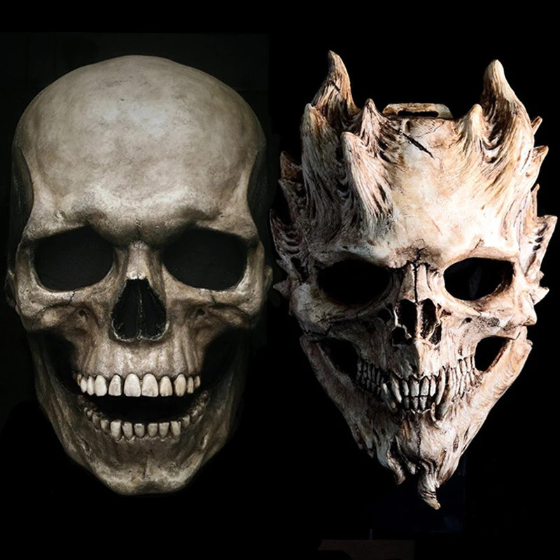 § 2023 Mask Full Face Skull Mas Latex Head Cover Horror Skeleton Helmet ...