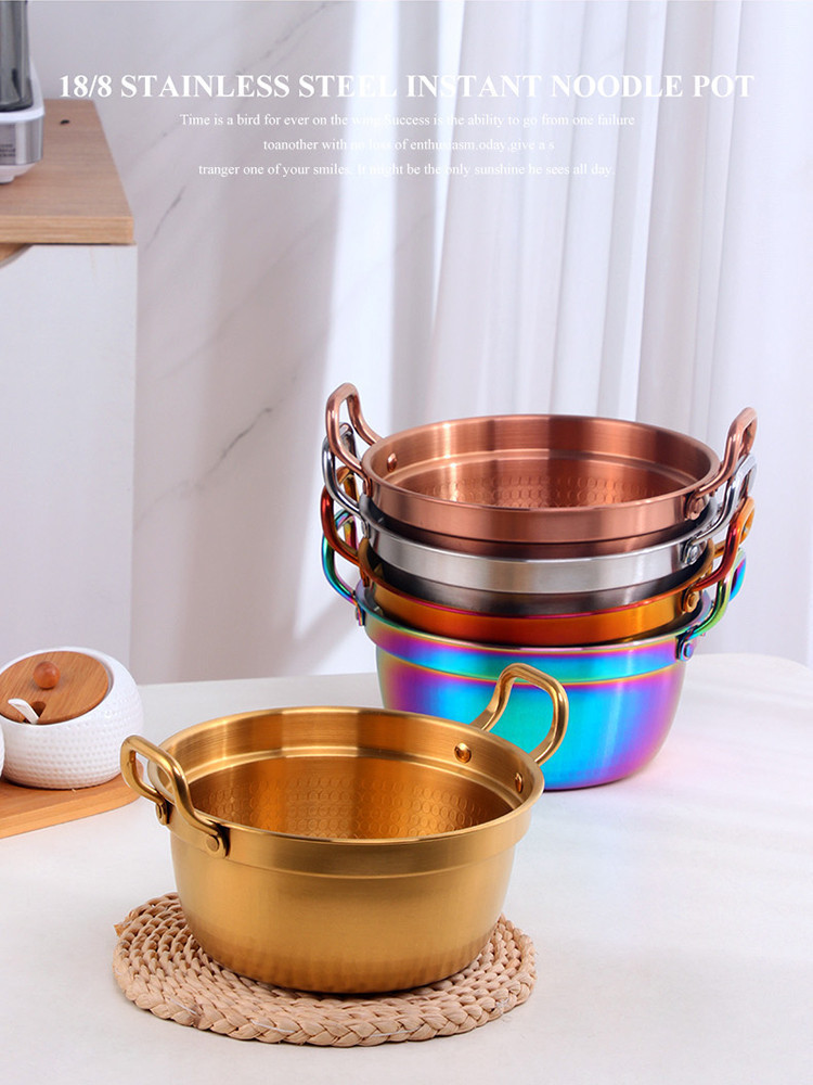 20cm Stainless Steel Double Handle Cooking Pot Metal Heating Pot ...