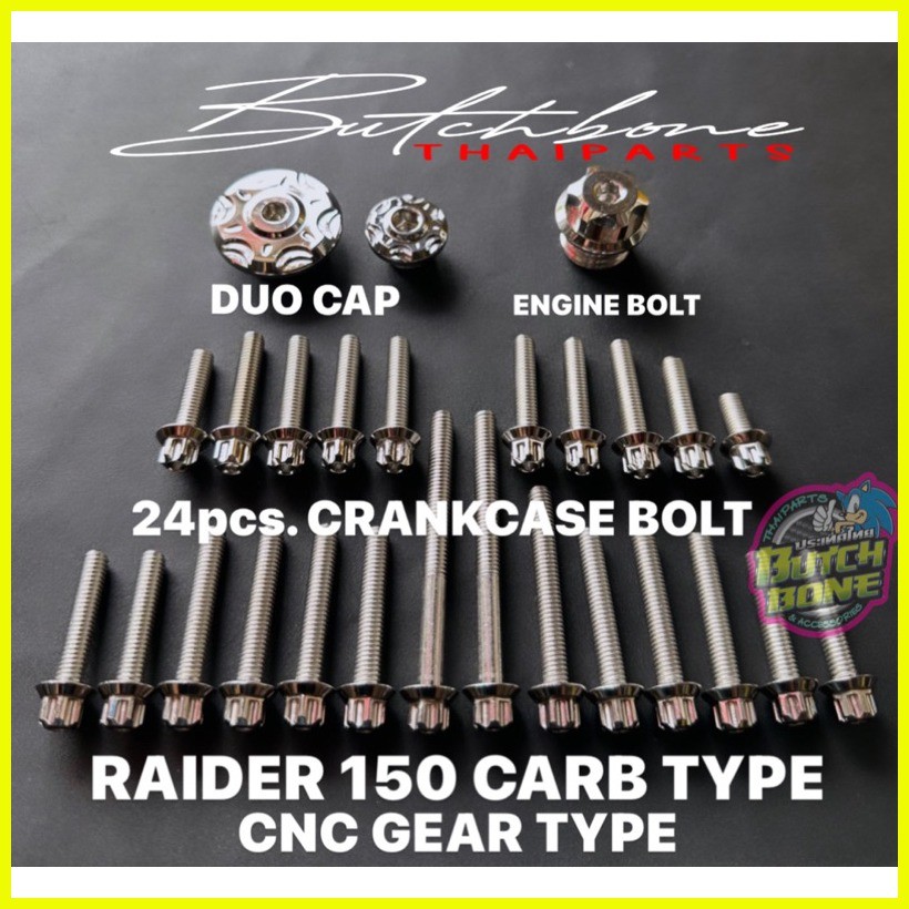 CNC GEAR TYPE CRANKCASE BOLT SET/ENGINE/DUO CAP RAIDER 150 CARB TYPE ...