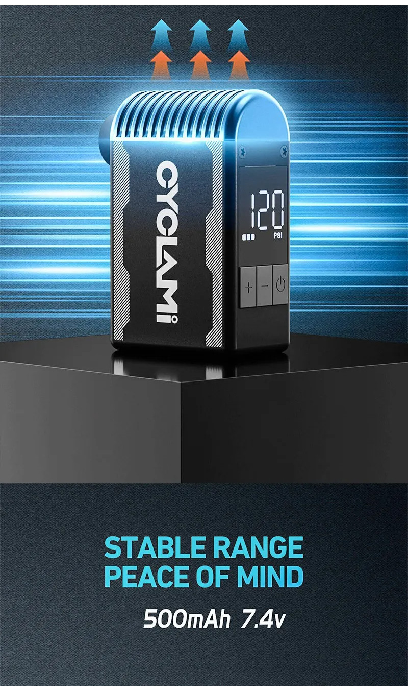 CYCLAMI Mini Portable Bicycle Pump Rechargeable Air Inflator 120PSI MTB ...