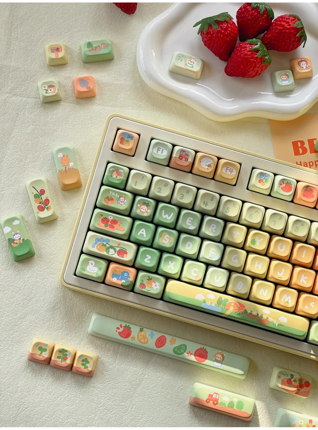 Tomato Cartoon Keycap EOA Profile 133 Keys PBT Five-sided Dye ...
