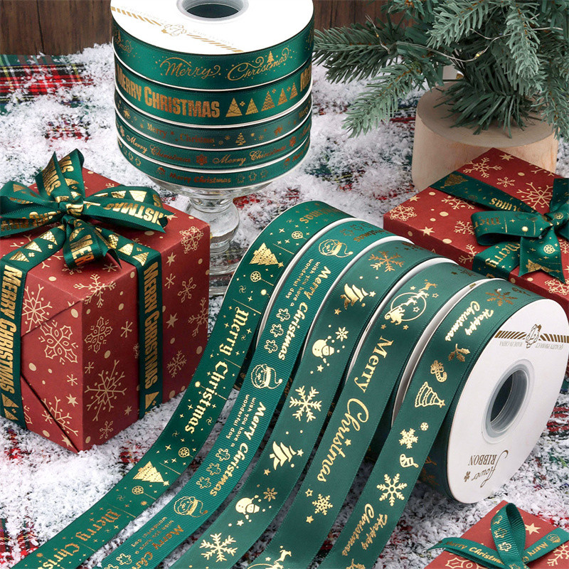 2024 Christmas hot stamping ribbon gift decoration ribbon holiday ...