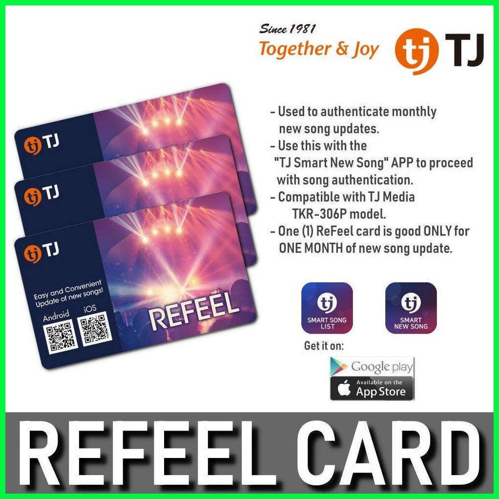 TJ Media Refeel Cards for Authenticating Songs in TJ Media Supremo (3 ...