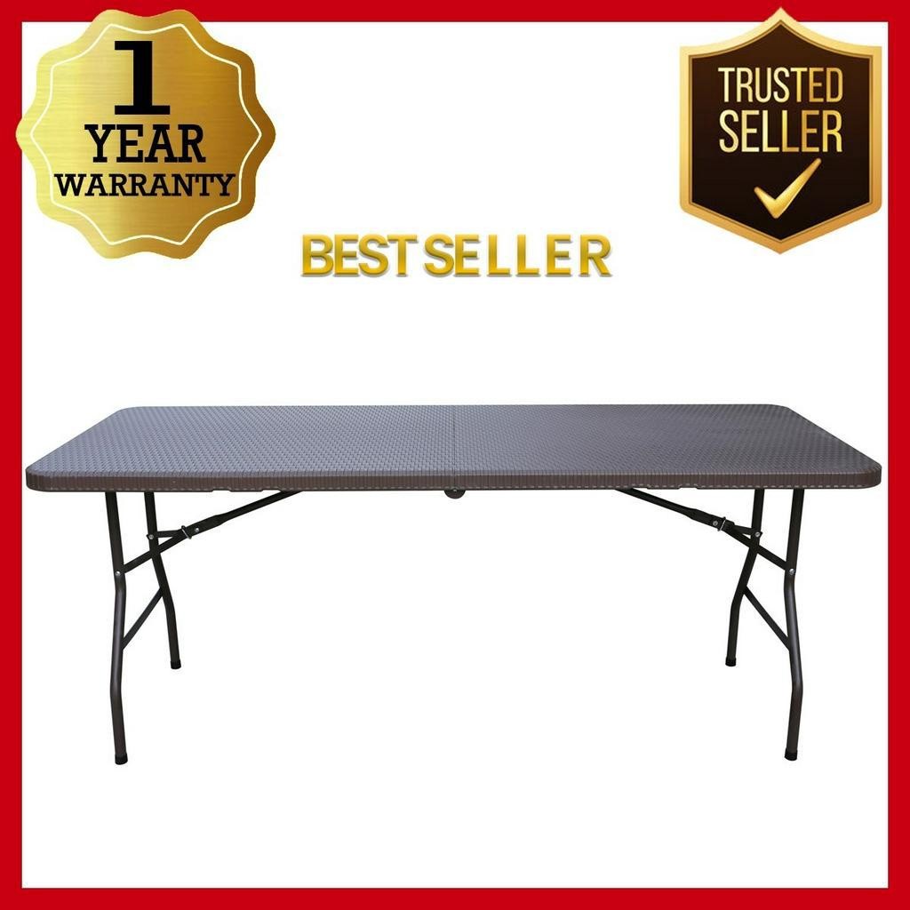 Rattan 6FT Folding in Half Table (Coffee) | Shopee Philippines