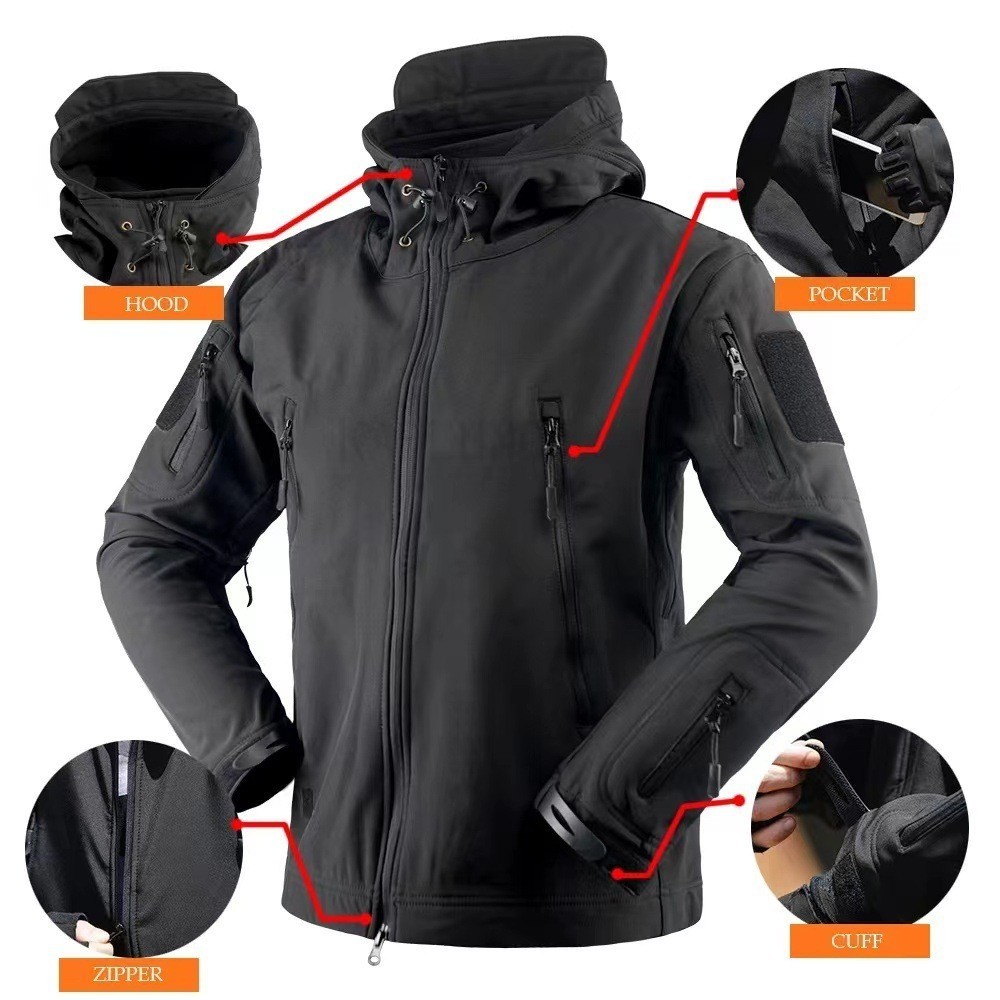 Men's Windproof Hooded Assault Jacket Waterproof Jacket Soft Fabric ...
