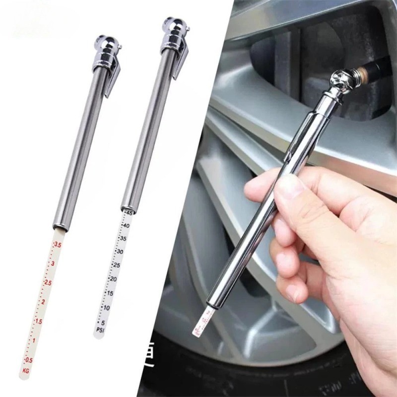COD Pencil Tire Pressure Gauge Stainless Steel Car Tyre Air Pressure ...